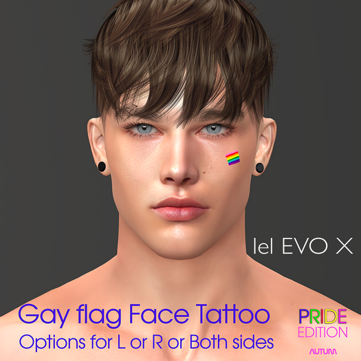 Second Life Marketplace Autum Gay Face Flag Pride Edition Tattoo Bom